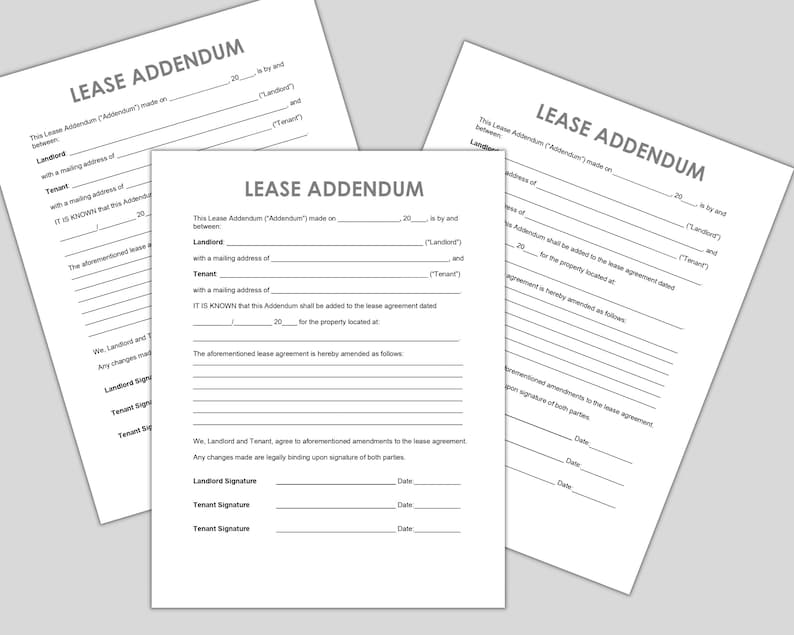 Editable Residential Lease Addendum | MS Word & Google Docs Landlord ...