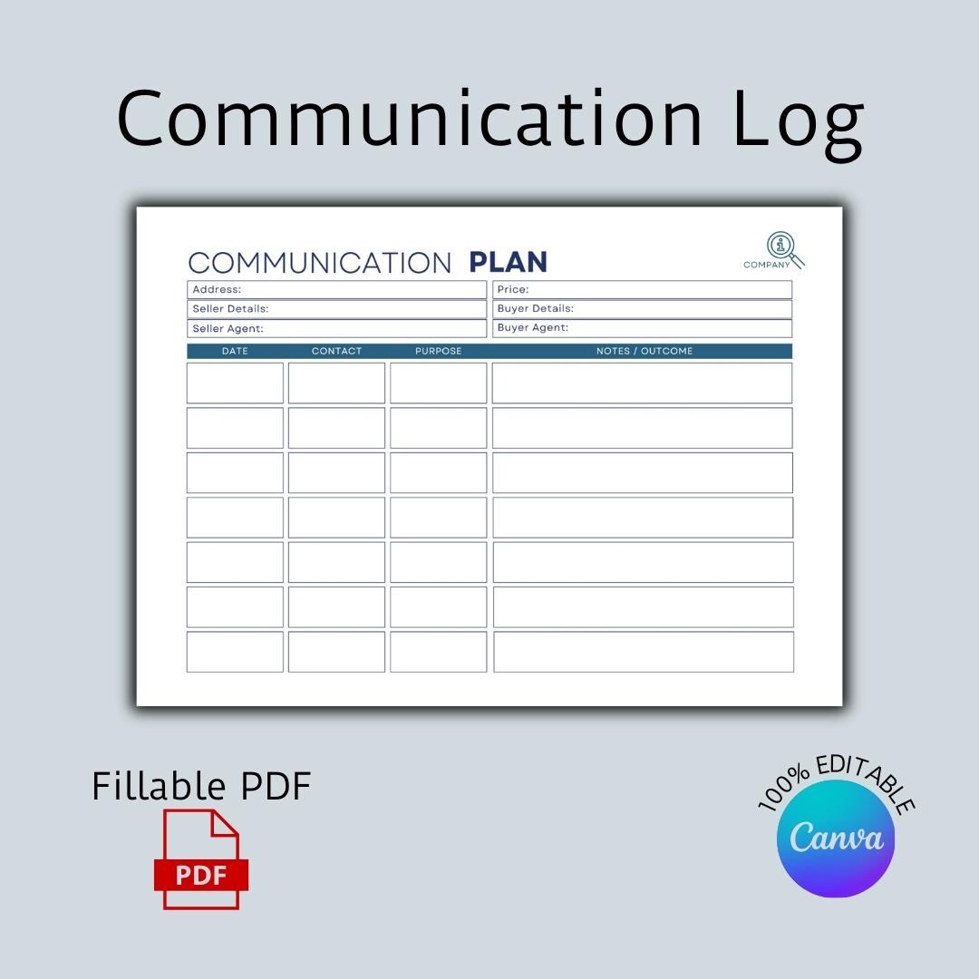 Real Estate Agent Communication Log | Realtor Tracker (canva Editable ...