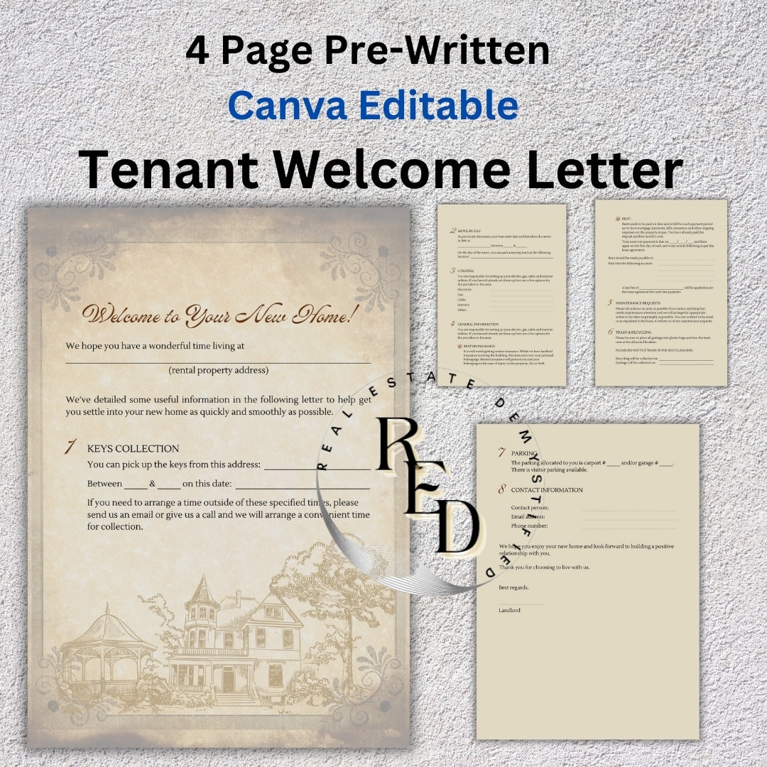 Real Estate Tenant Welcome Letter | Edit in Canva | Welcome Letter ...