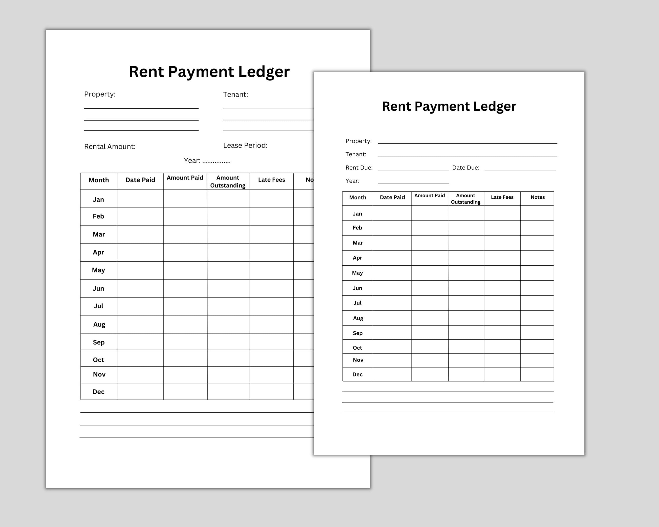 Rental Payment Ledger | Property Management Template | Rental Payment ...