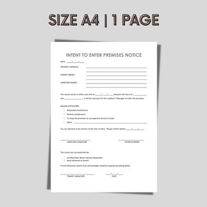 Landlord Notice to Enter Premises to Tenant - Editable MS Word Template ...