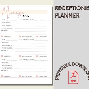 Real Estate Receptionist Planner | Receptionist Checklist | Message ...