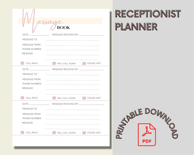 Receptionist Planner - Printable Template - Etsy