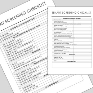 Tenant Screening Checklist - Edit in MS Word - Printable Form - Etsy