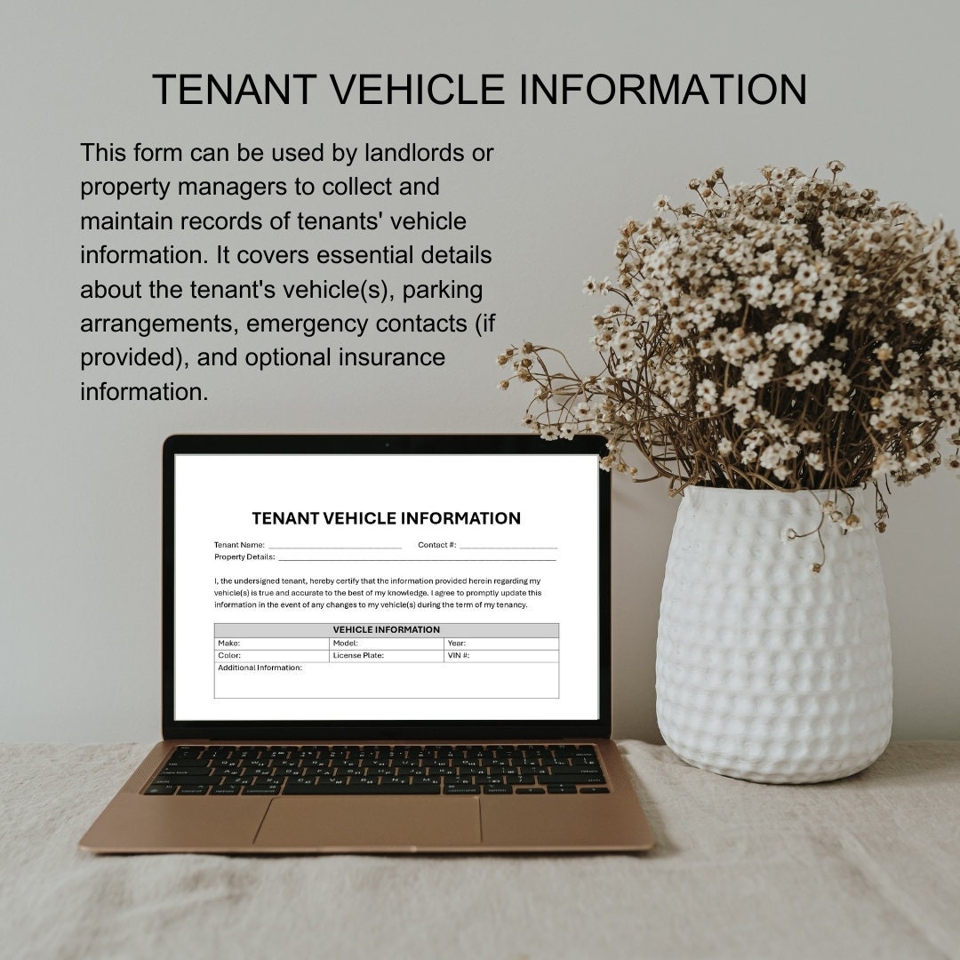 Tenant Vehicle Parking Information Template - Printable and Editable MS ...