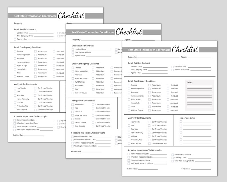 Transaction Coordinator Tracker Checklist | Editable Canva Template - Etsy