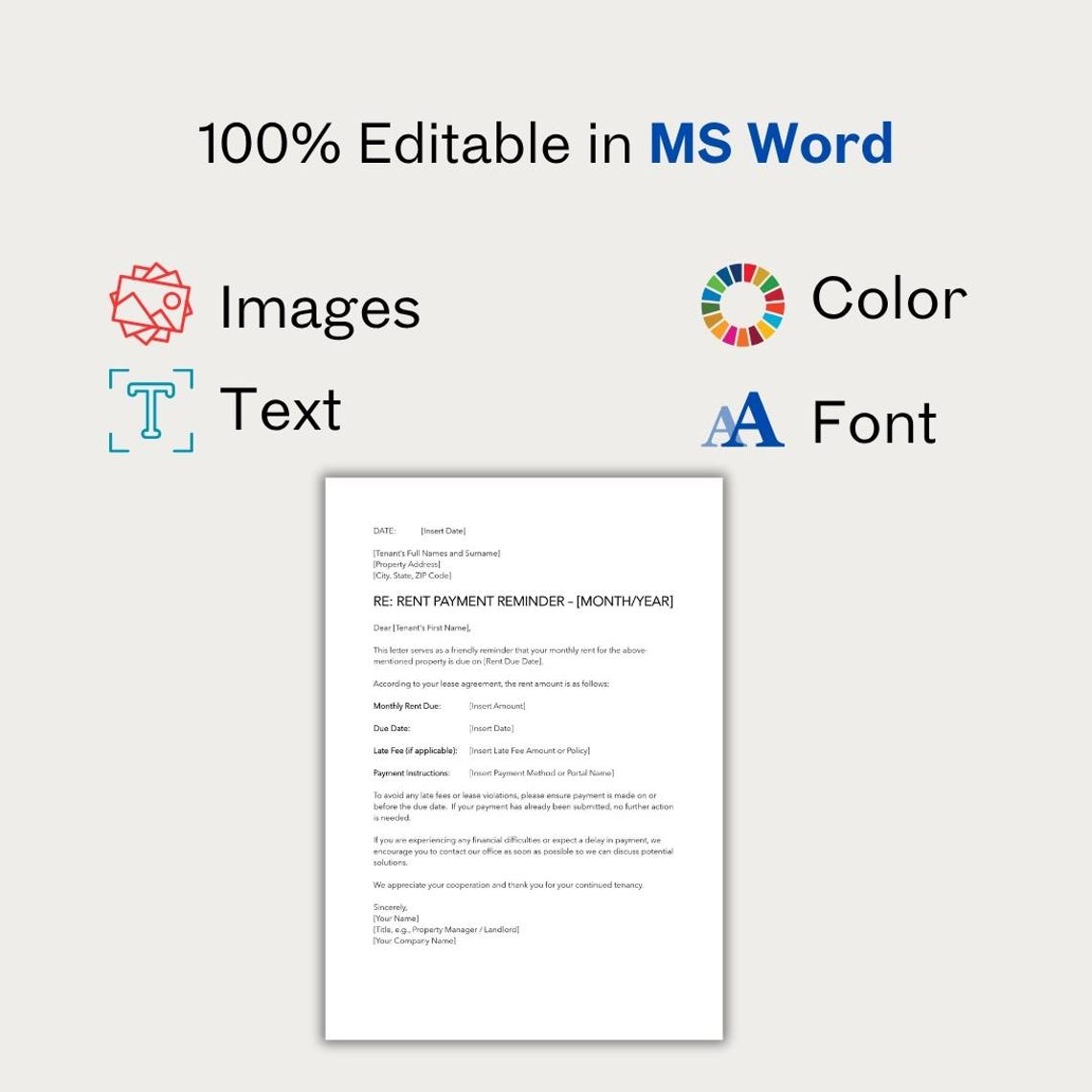 Rent Payment Reminder Notice - Editable MS Word Landlord Template - Etsy