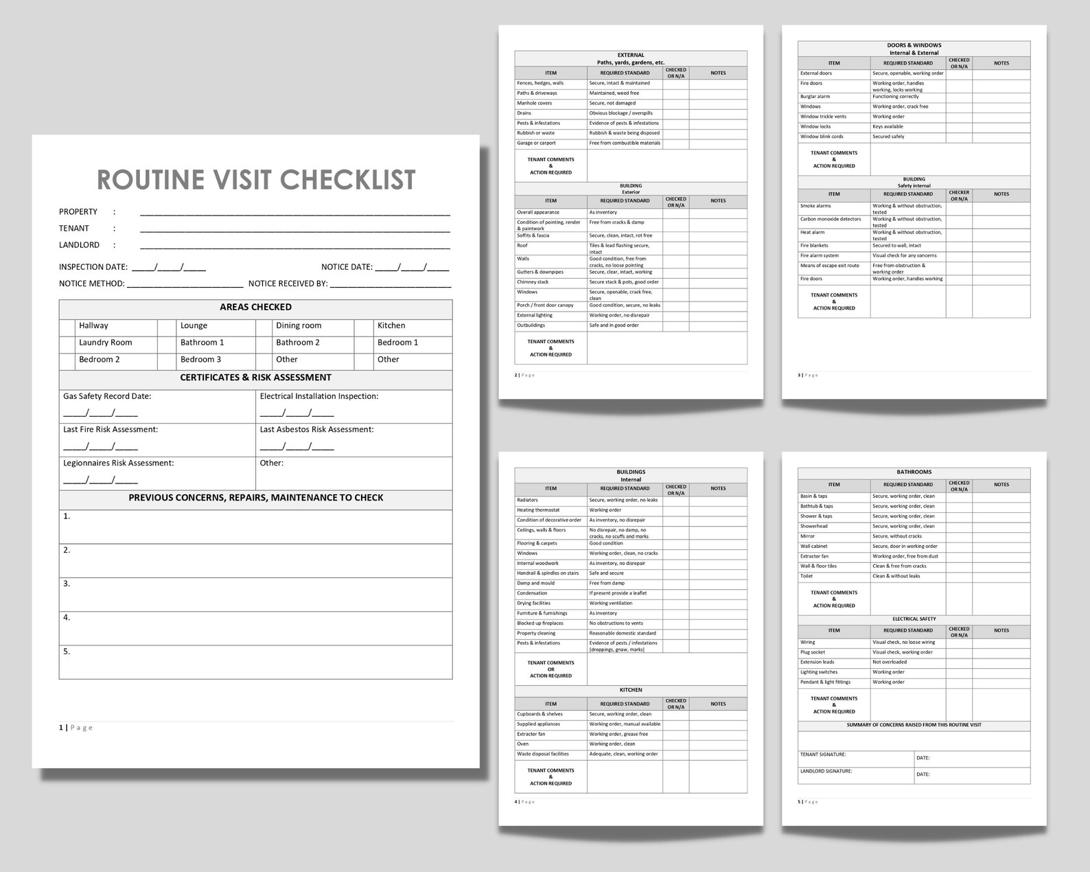 Routine Walkthrough Inspection Checklist - MS Word Editable Template - Etsy