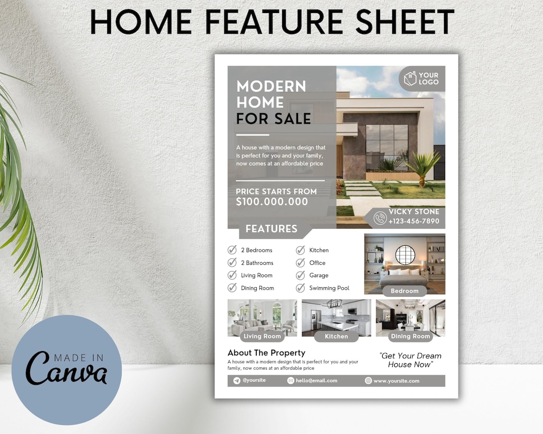 Real Estate Home Feature Sheet | Property Features Flyer | Window ...
