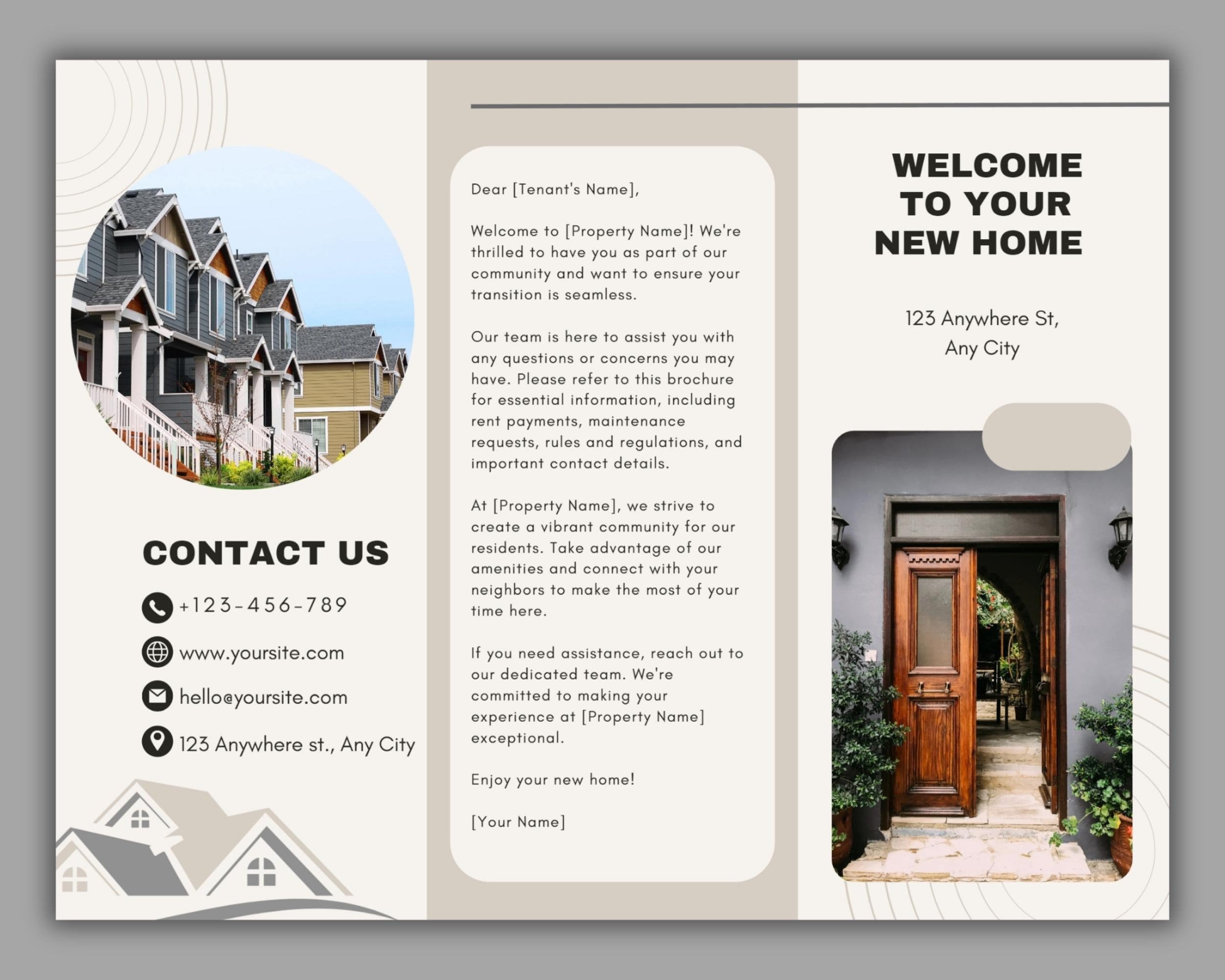 Real Estate Tenant Welcome Brochure | Trifold Welcome Brochure ...