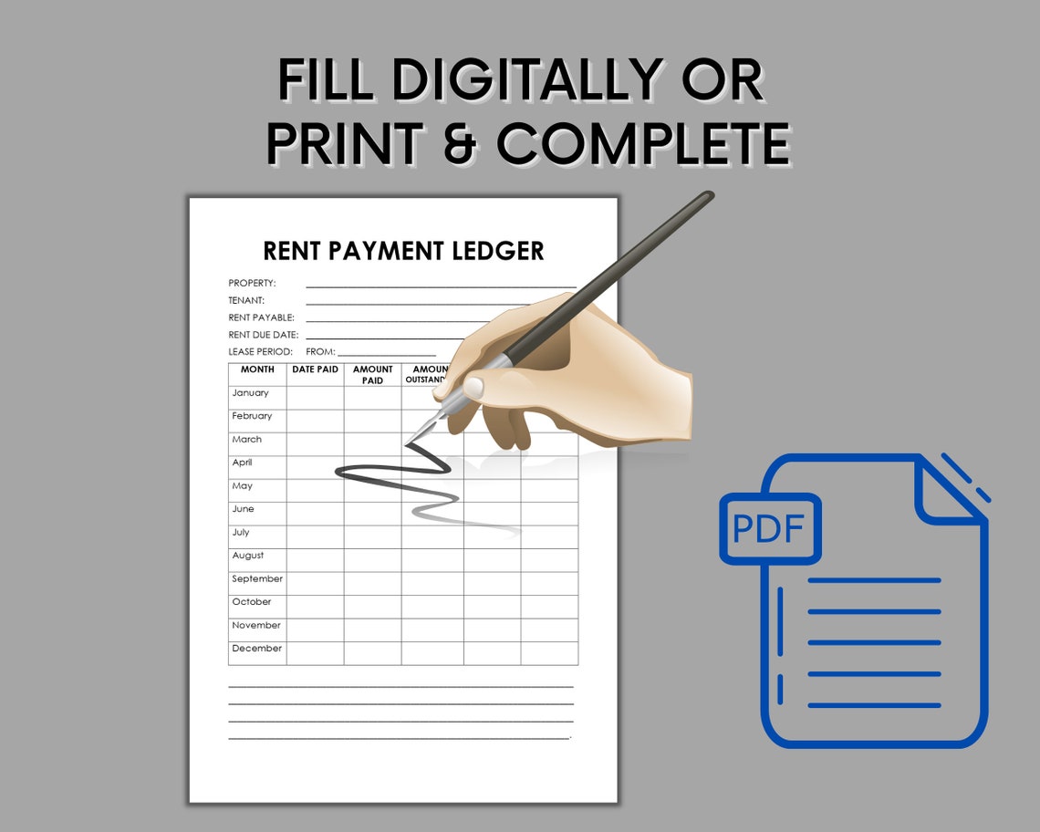 Rental Payment Ledger Editable MS Word Fillable PDF Rental Payment ...