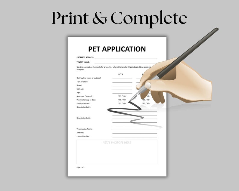 Pet Rental Application & Agreement: Fillable PDF, Editable MS Word - Etsy