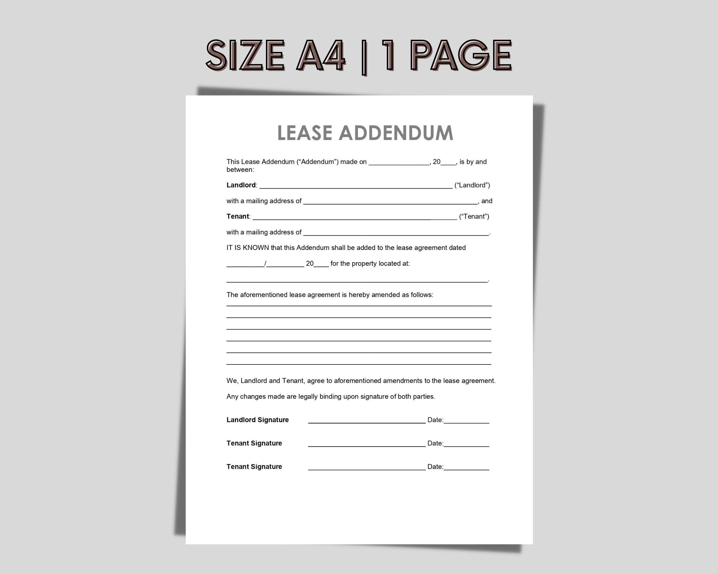 Real Estate Lease Addendum | Addendum to Lease Agreement | Residential ... Real Estate Lease Addendum | Addendum to Lease Agreement | Residential ...
