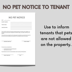No Pet Notice | Landlord No Pet Notice to Tenant | Property Management ...