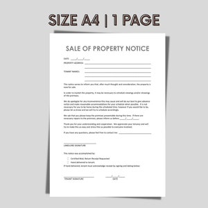 Editable Sale of Property Notice to Tenant – Landlord Template - Etsy