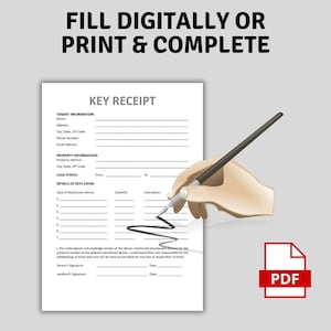 Editable Key Receipt Template – Landlord to Tenant Form - Etsy