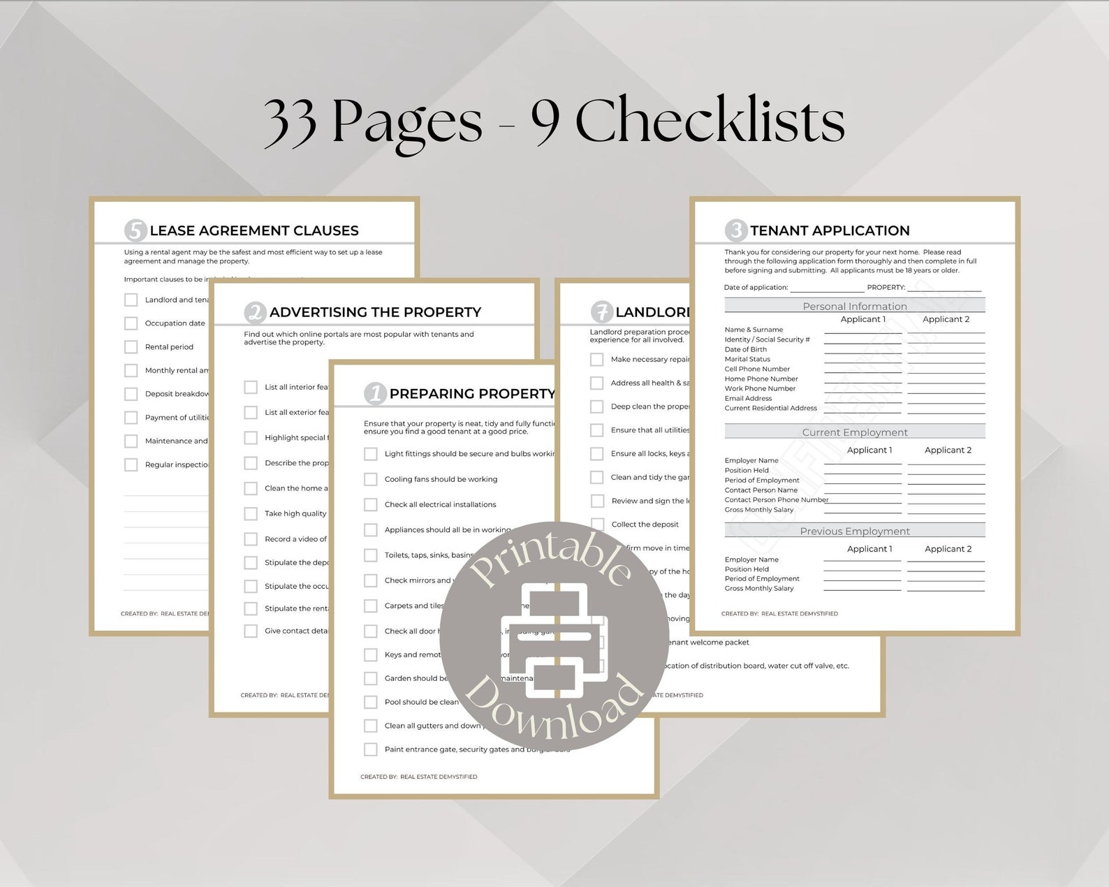 Landlord Checklist | Walkthrough Inspection | Tenant Move in | Tenant ...