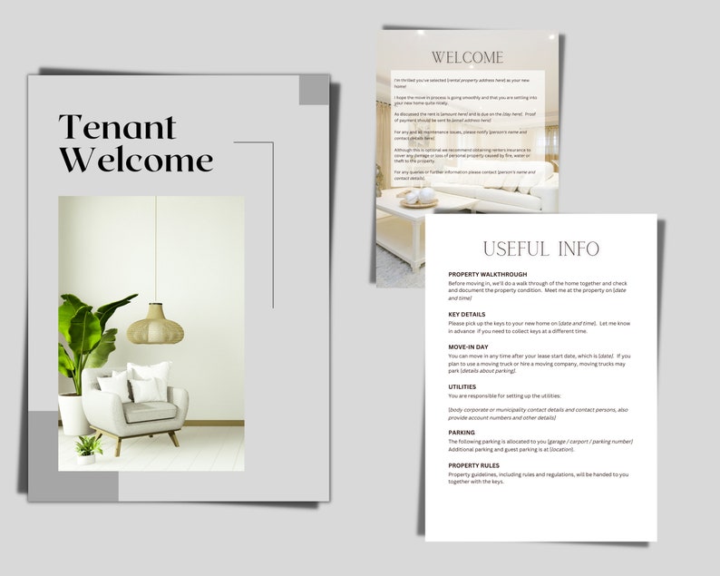 Editable Tenant Welcome Packet Template – Canva Real Estate Guide - Etsy