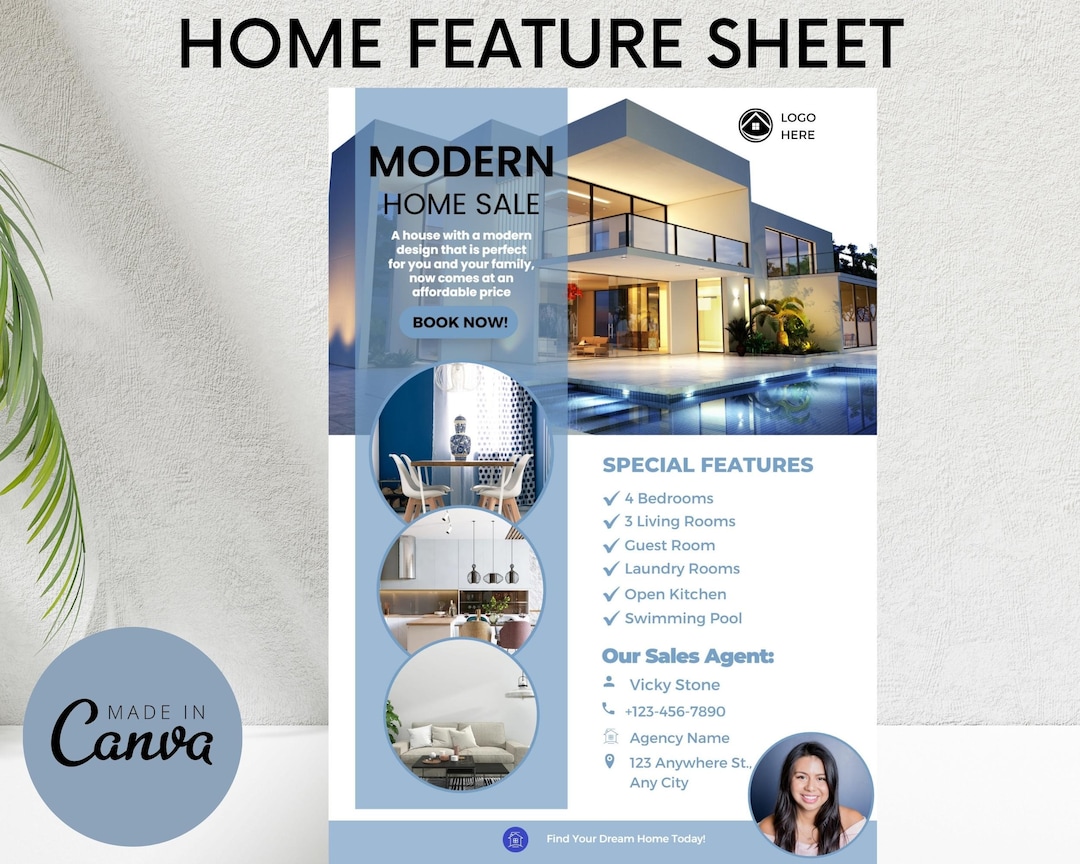 Real Estate Home Feature Sheet | Property Features Flyer | Window ...