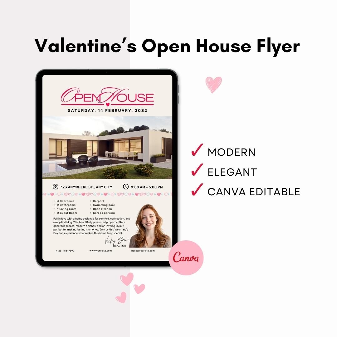 Valentines Day Open House Invitation | Customizable February Flyer ...
