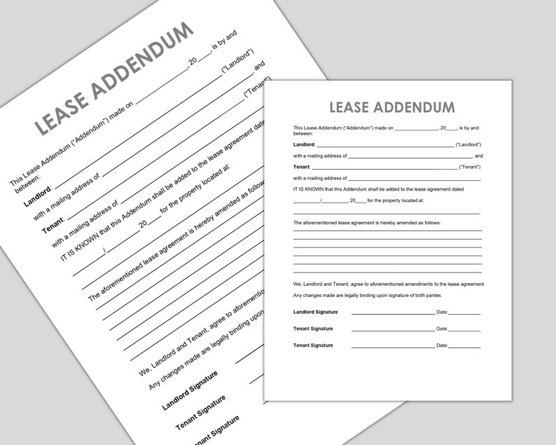 Editable Residential Lease Addendum | MS Word & Google Docs Landlord ...