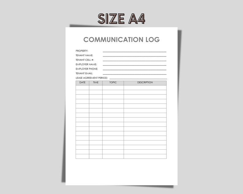 Record of Communication Log - MS Word Editable Template - Etsy Australia