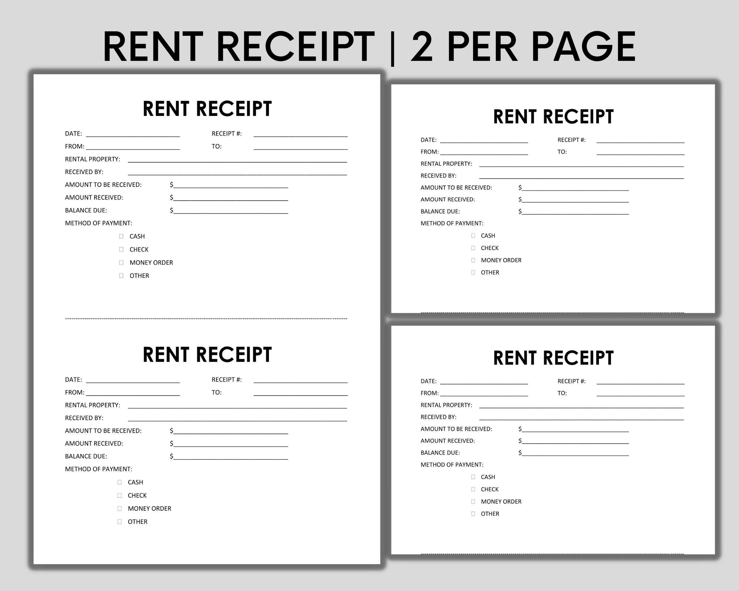 Landlord Rent Receipt Tenant Receipt Rent Payment Receipt MS Word ...