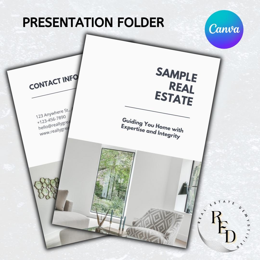 Professional Realtor Listing Presentation Folder - Canva Template - Etsy
