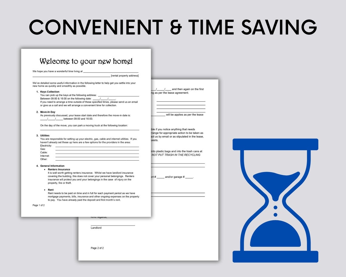 Tenant Welcome Letter From Landlord: Instant Download, Editable in MS ...