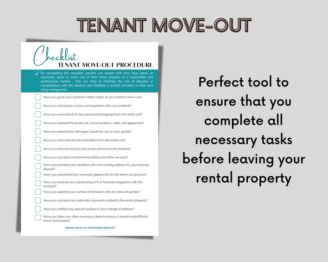 Tenant Move Out Procedure Checklist Tenant Move in Move Out Landlord ...