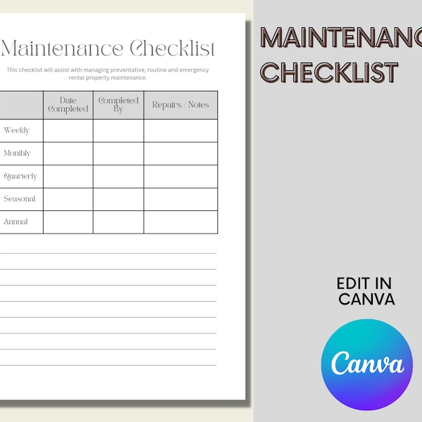 Maintenance Property Management Checklist - Etsy