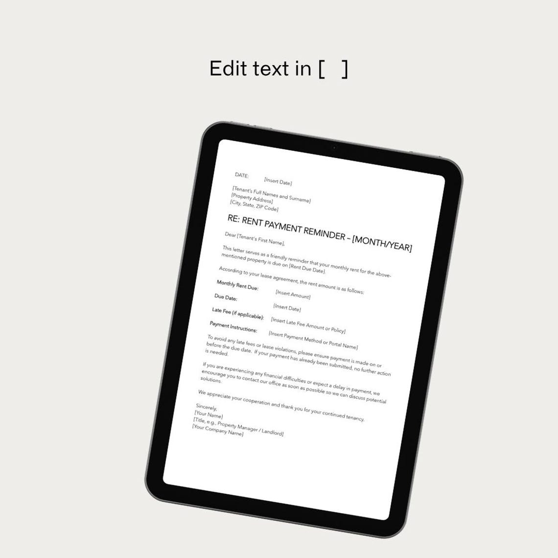 Rent Payment Reminder Notice - Editable MS Word Landlord Template - Etsy