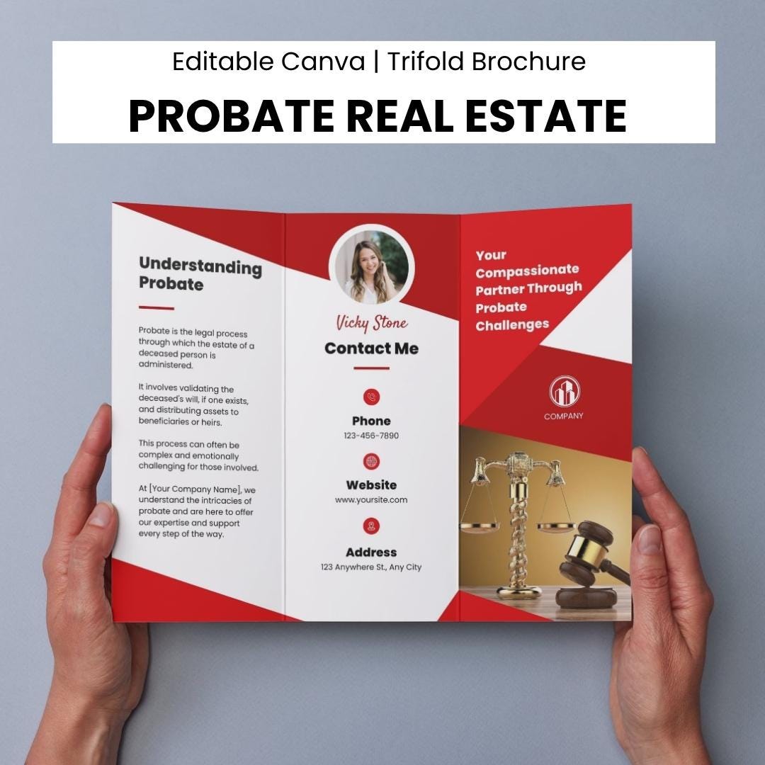 Probate Real Estate Brochure Template: Editable Trifold for Agents ...