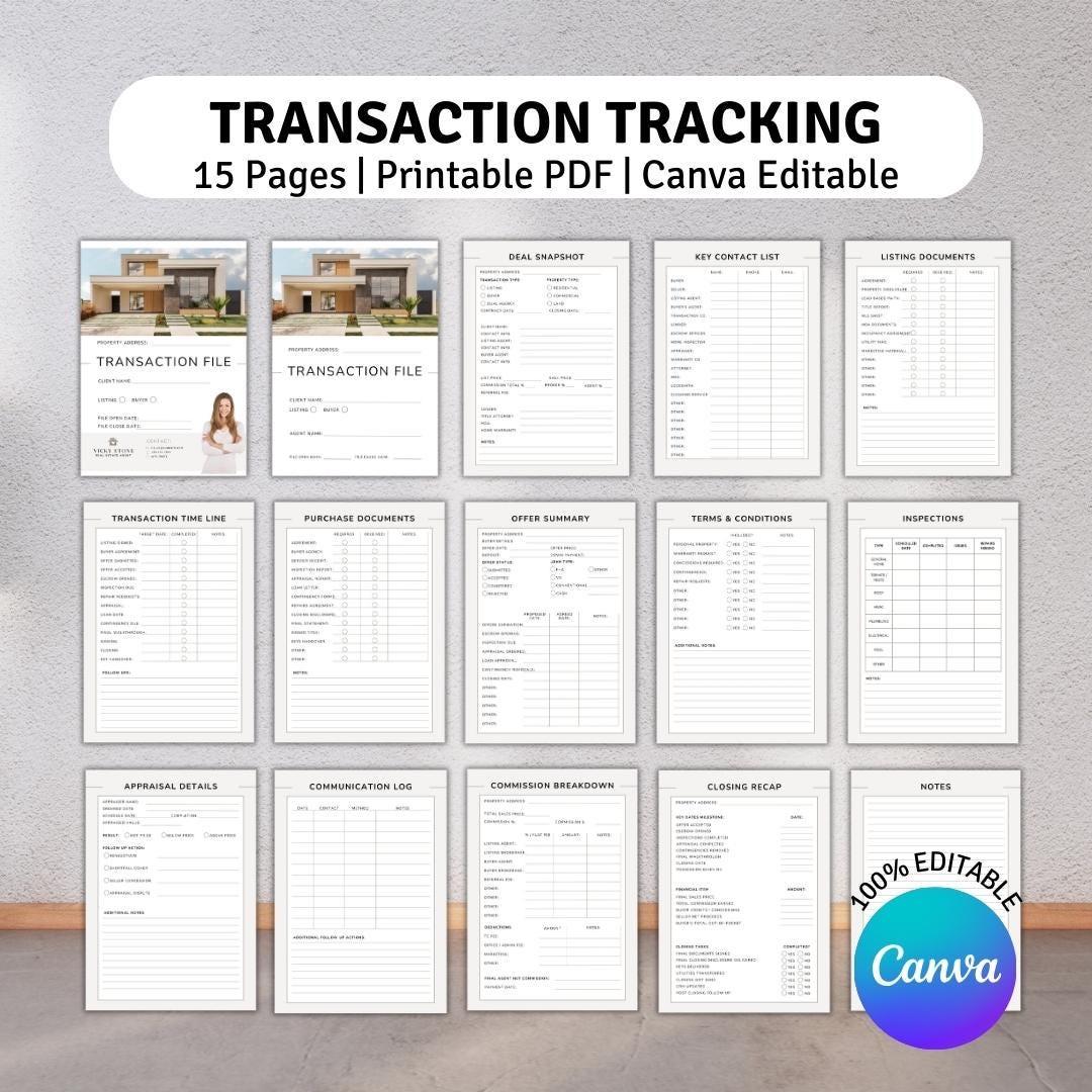 Real Estate Transaction Tracker | Transaction Coordinator Sales Tracker ...