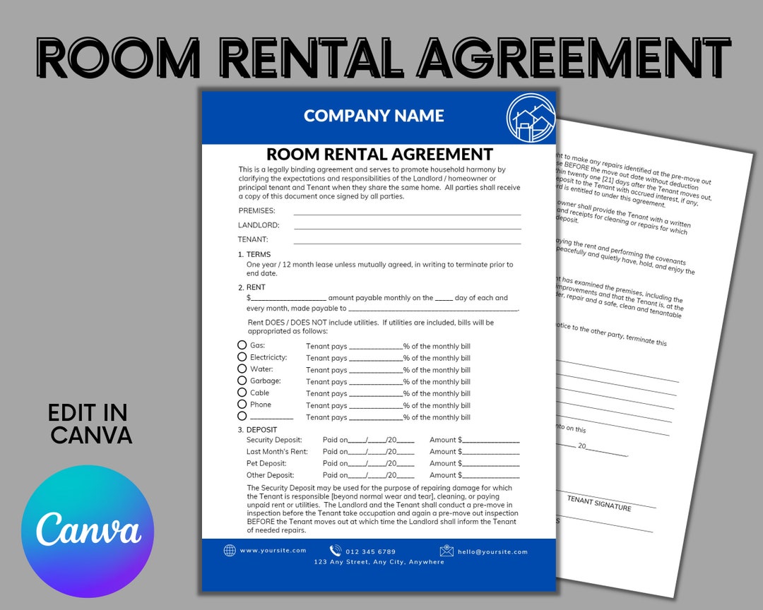 Room Rental Agreement | Lease Agreement to Share Property | Rent Room ...