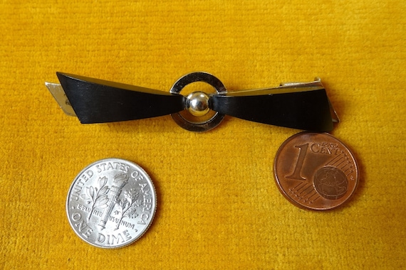 Art deco Bakelite pin/Czech Bakelite bow brooch/Silve… - Gem