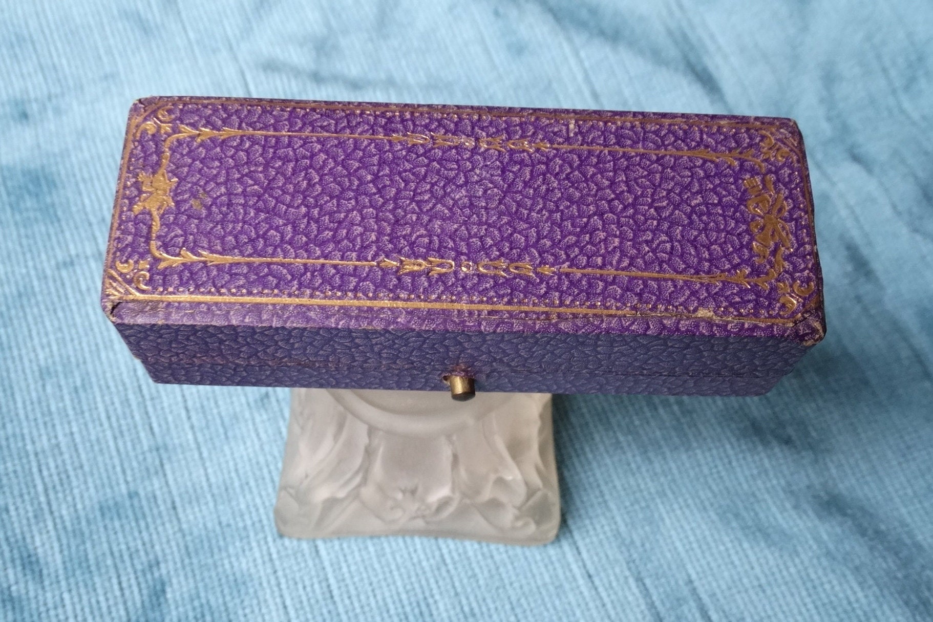 Antique Jewellery Display Box/brooch Box/purple & Gold Box/stage Prop ...