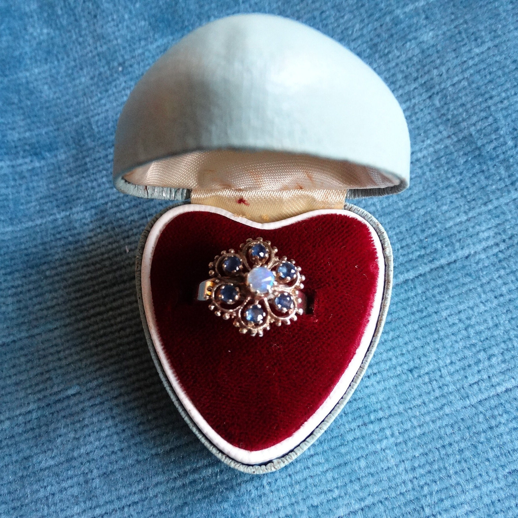 Heart Shaped Ring Box/vintage Leather Presentation Ring Box/engagement ...
