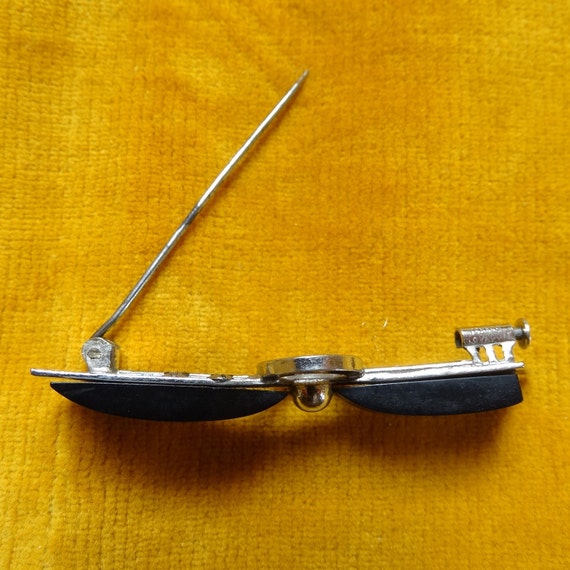 Art deco Bakelite pin/Czech Bakelite bow brooch/Silve… - Gem