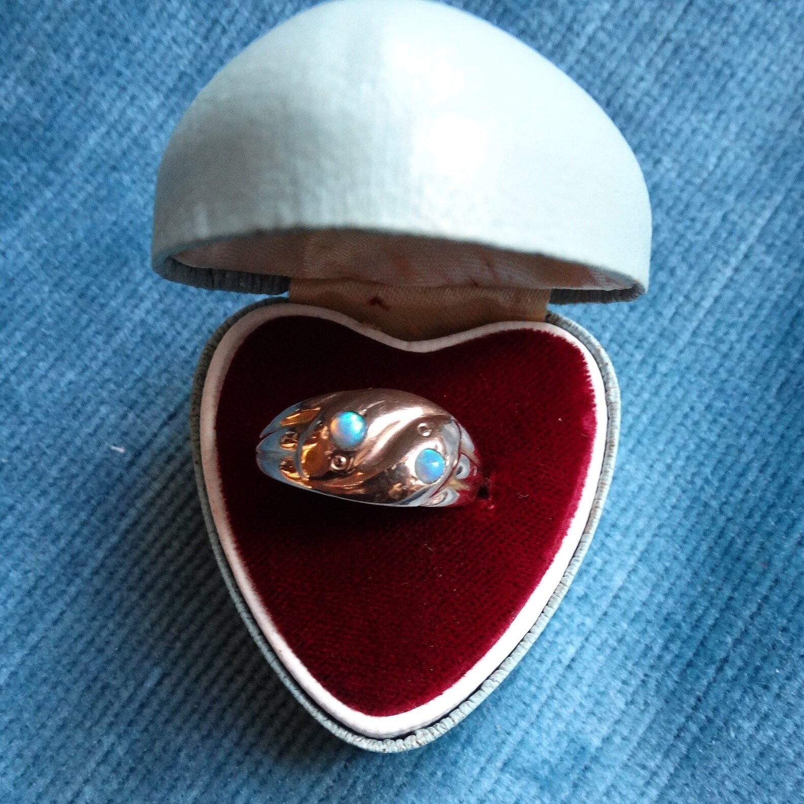 Heart Shaped Ring Box/vintage Leather Presentation Ring Box/engagement ...