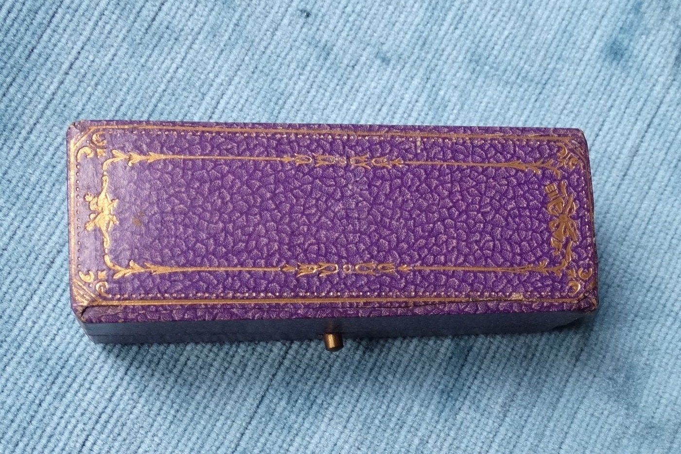 Antique Jewellery Display Box/brooch Box/purple & Gold Box/stage Prop ...