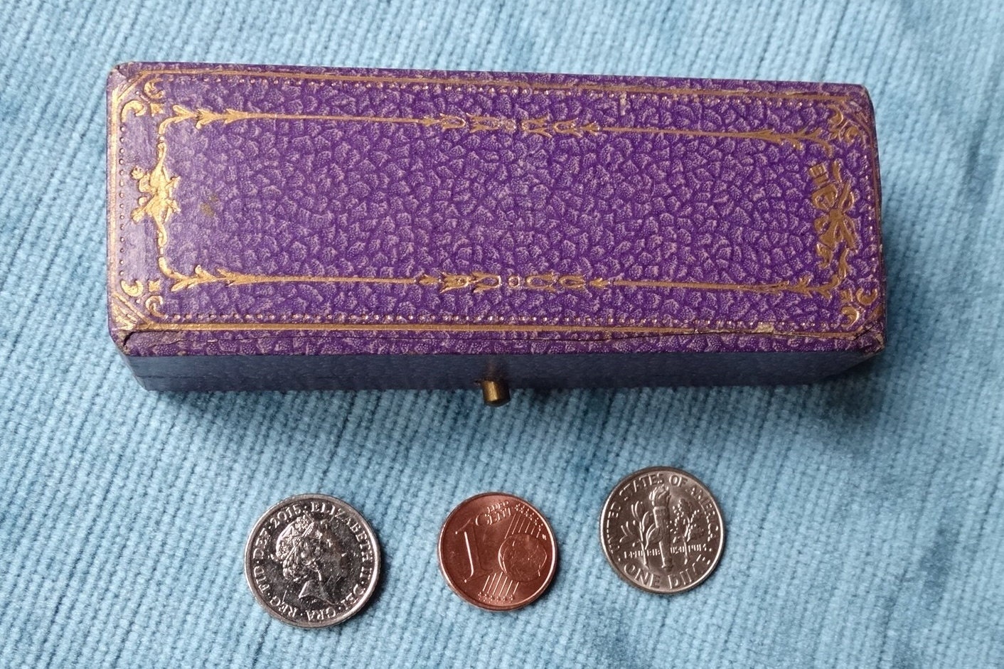 Antique Jewellery Display Box/brooch Box/purple & Gold Box/stage Prop ...