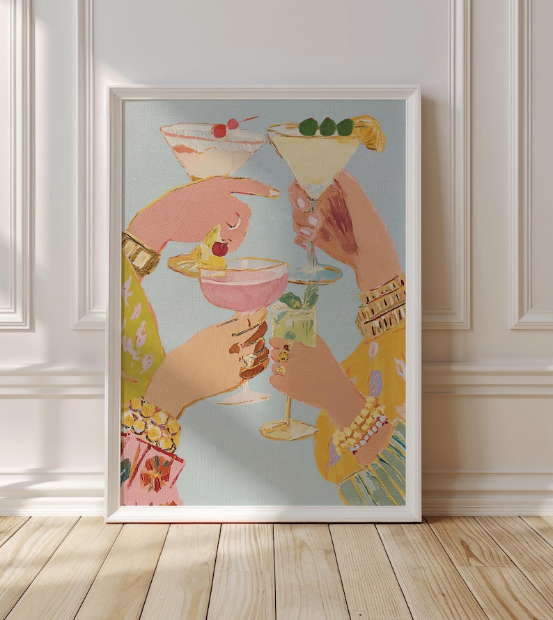 Stylish Cocktail Bar Print: Preppy Girls Night Out Martini Artwork for ...