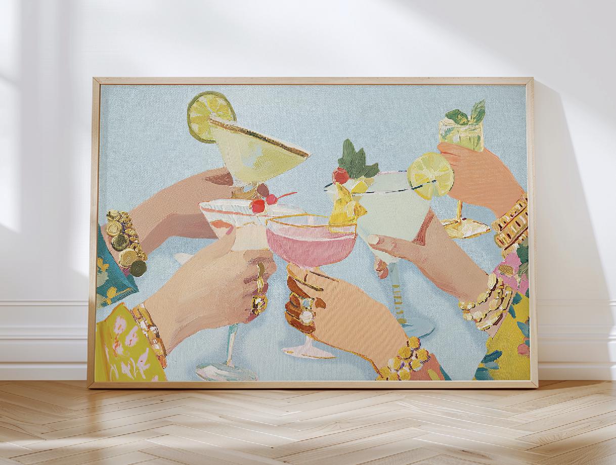 Stylish Cocktail Bar Illustration: Preppy Girls Night Out Martini ...