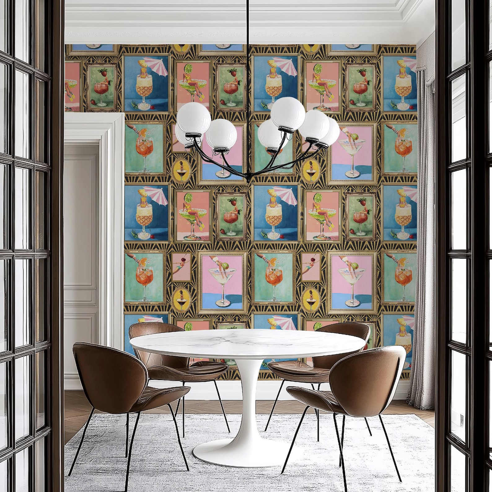 Mid-century Retro Bar Cocktail Wallpaper: Peel & Stick or Traditional ...