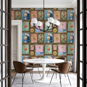 Mid-century Retro Bar Cocktail Wallpaper: Peel & Stick or Traditional ...