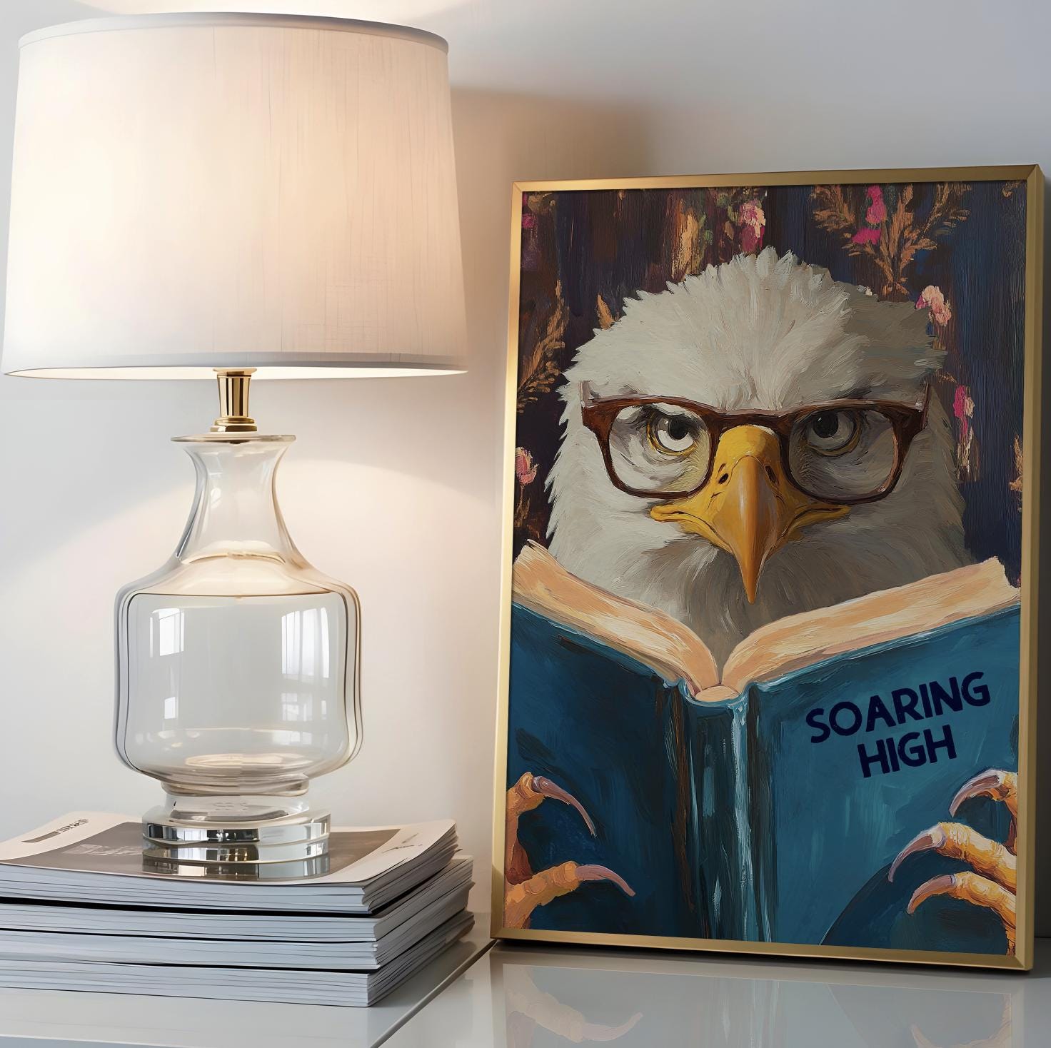 Humorous Eagle Reading Book Art Print - Etsy