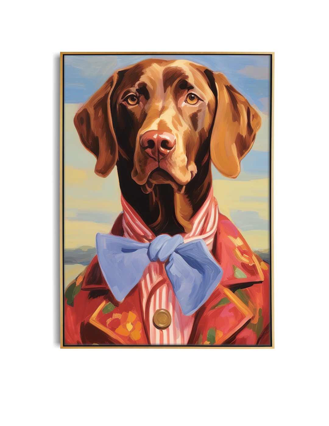 Preppy Brown Lab Dog Poster, Labrador Art, Dog Dressed in Style, Dog ...