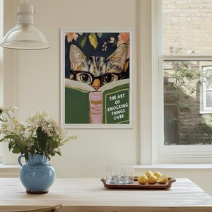 Quirky Cat Reading Poster: Humorous Bathroom Wall Art for Book Lovers ...