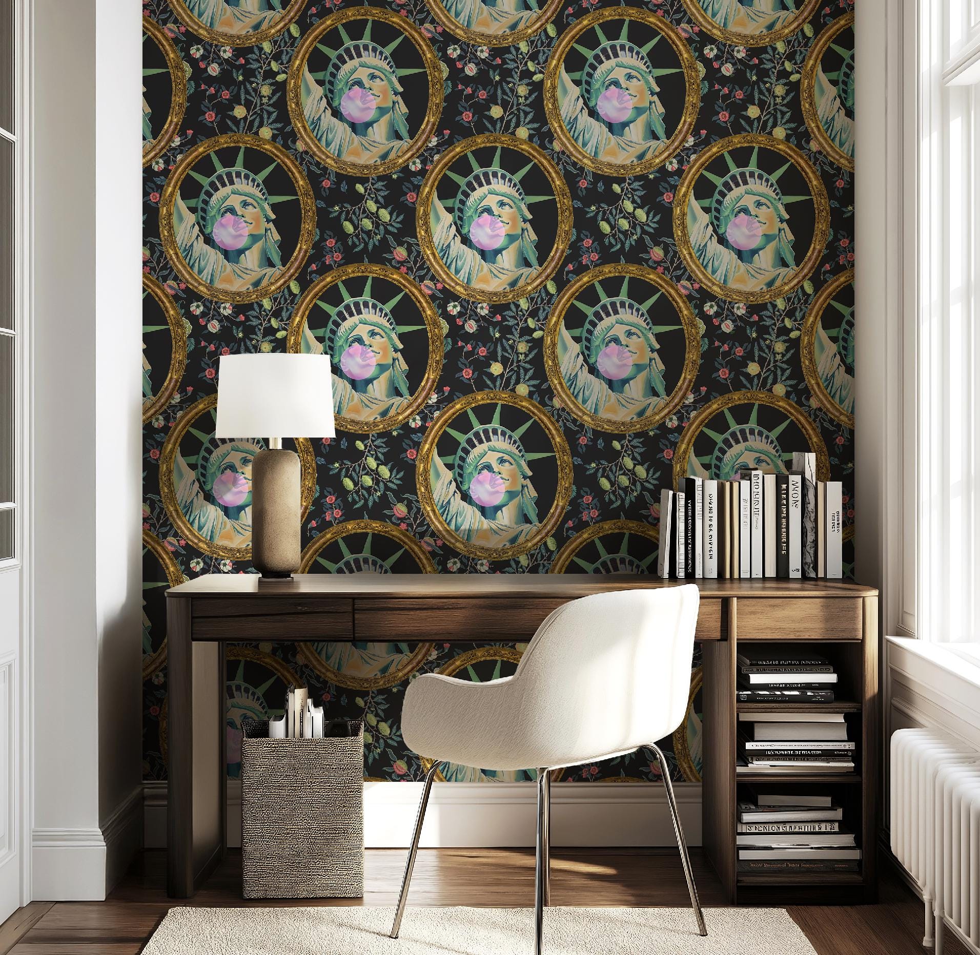Statue of Liberty Bubble Gum Wallpaper: NYC Pop Art Decor - Peel ...